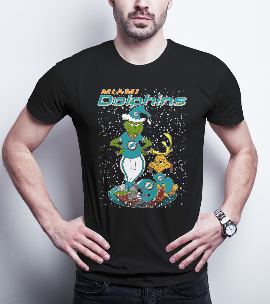 Grinchxmas Miami Dolphins Holiday Team Spirit T-Shirt