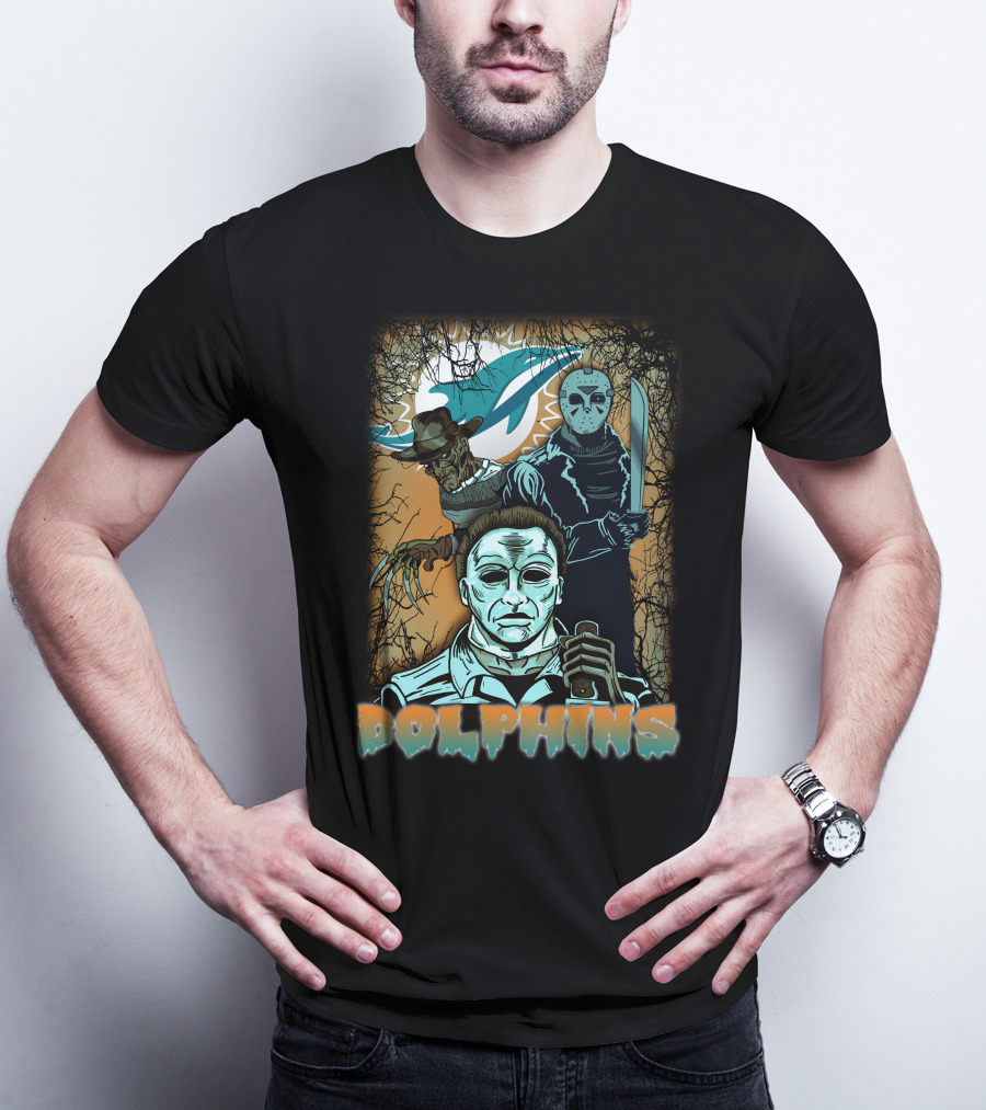 Miami Dolphins Horror Crossover Poster T-Shirt