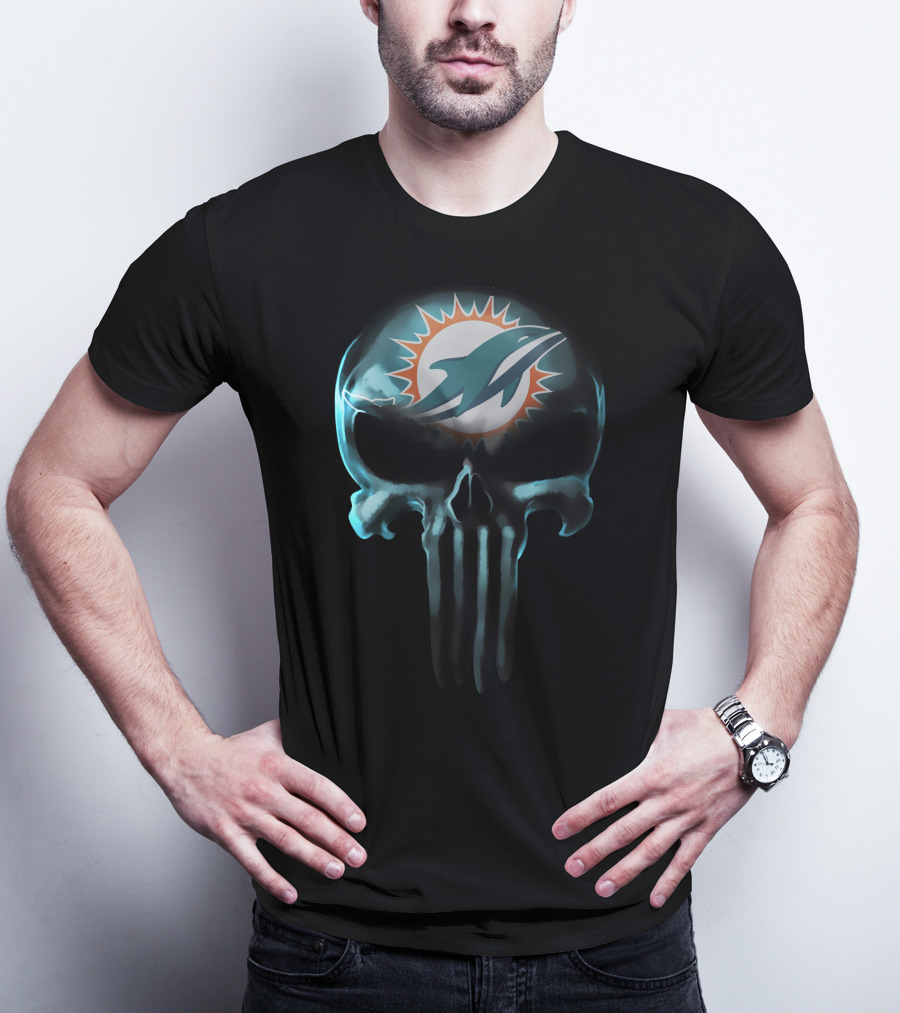 Miami Dolphins 30 Skull T-Shirt