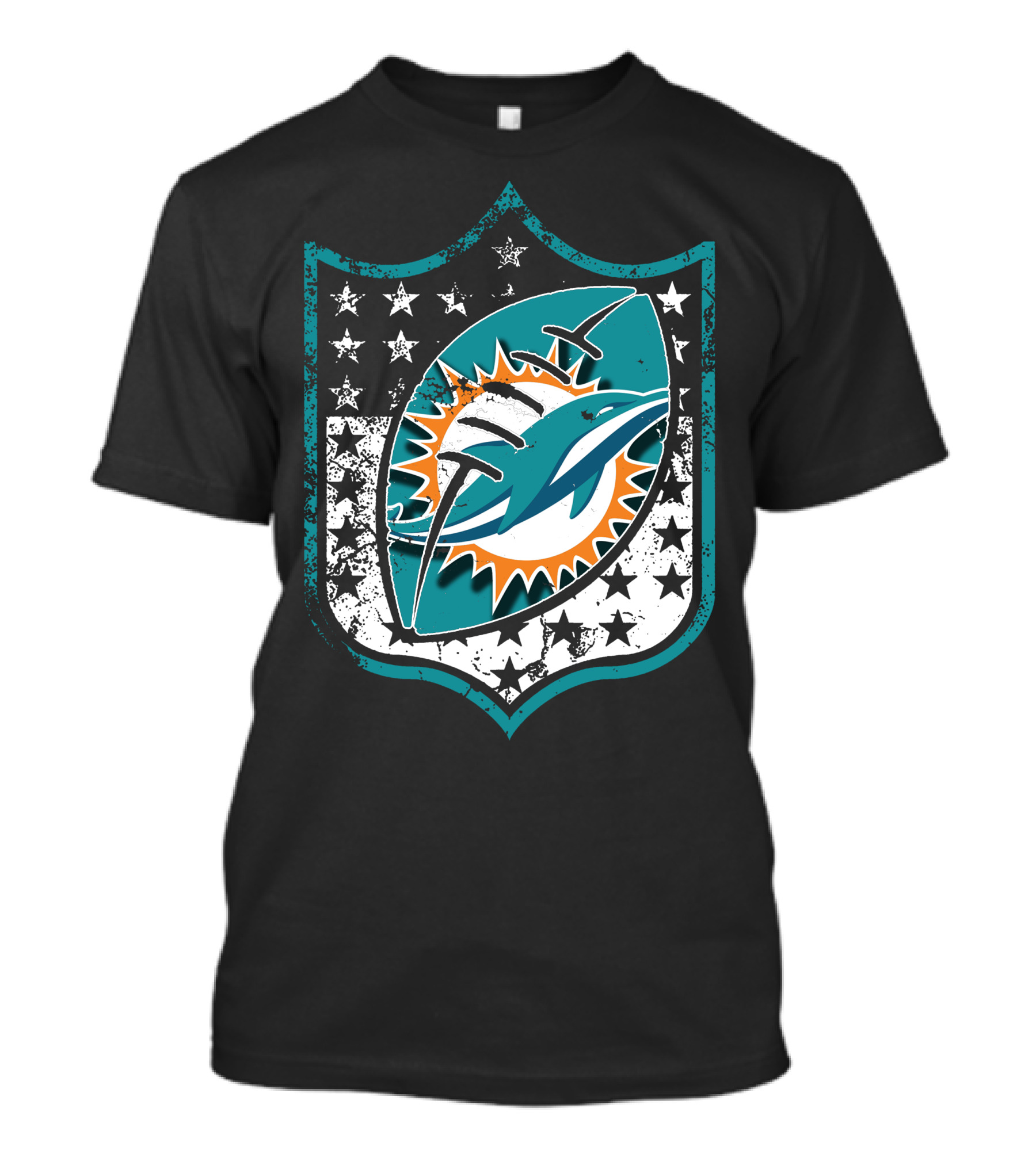 Miami Dolphins Logo With American Flag Elements T-Shirt