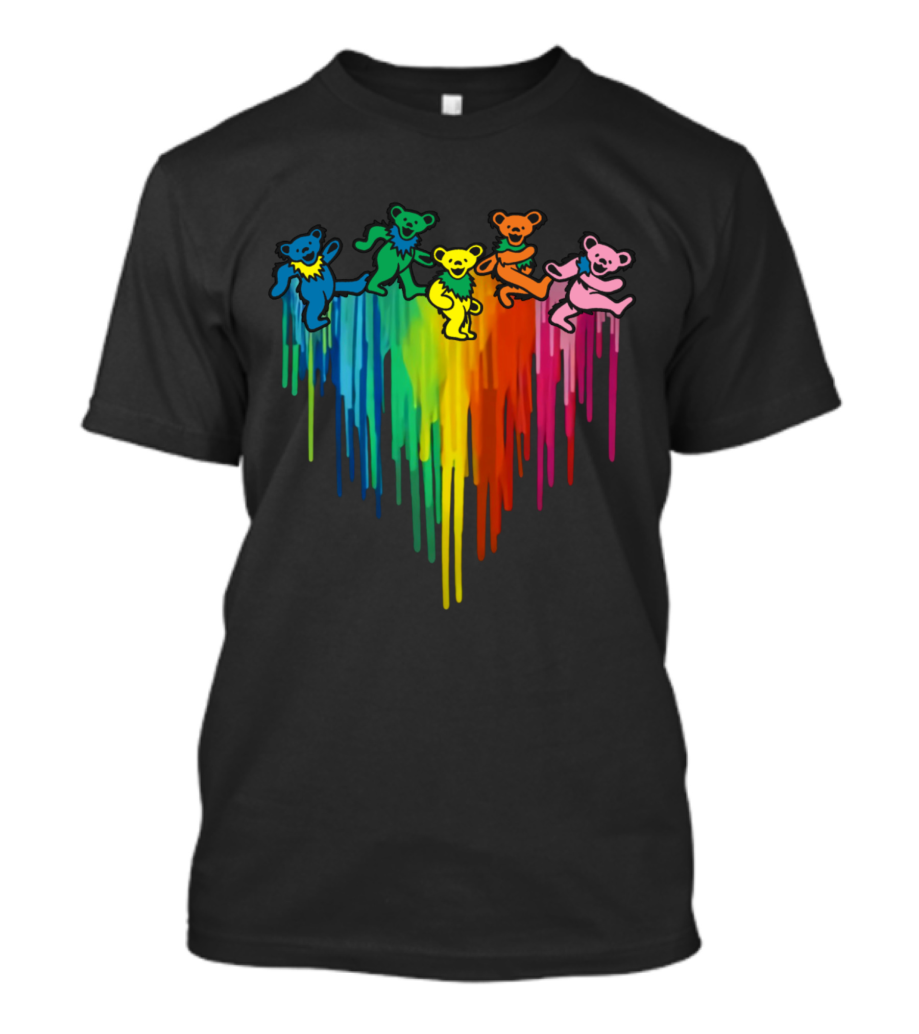 Grateful Dead Dancing Bear Rainbow Drip T-Shirt