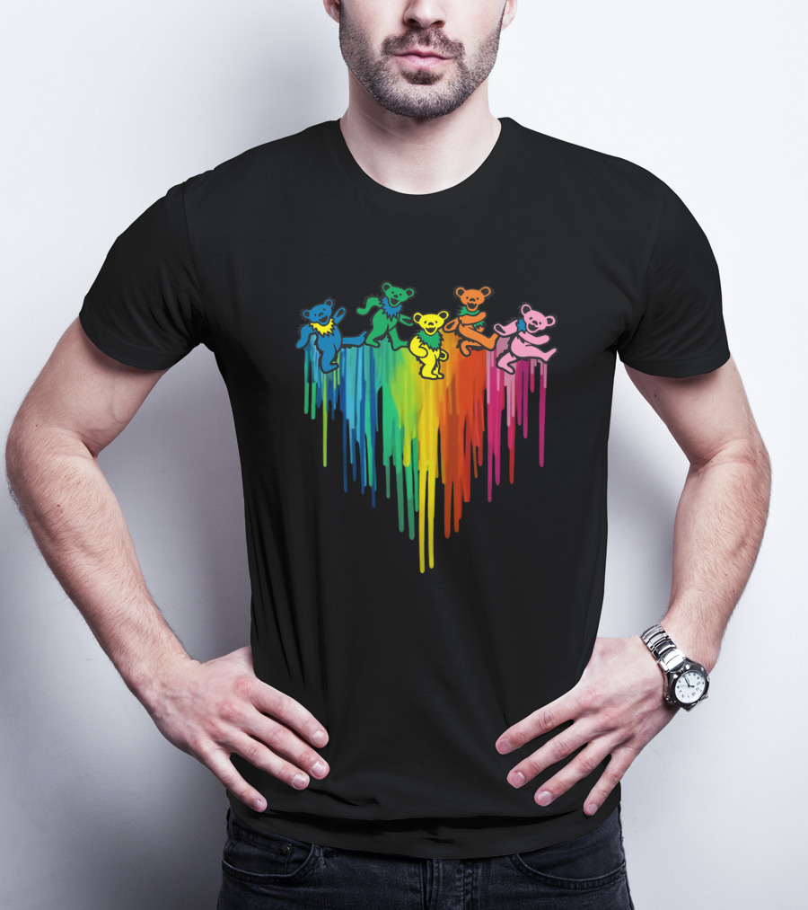 Grateful Dead Dancing Bear Rainbow Drip T-Shirt