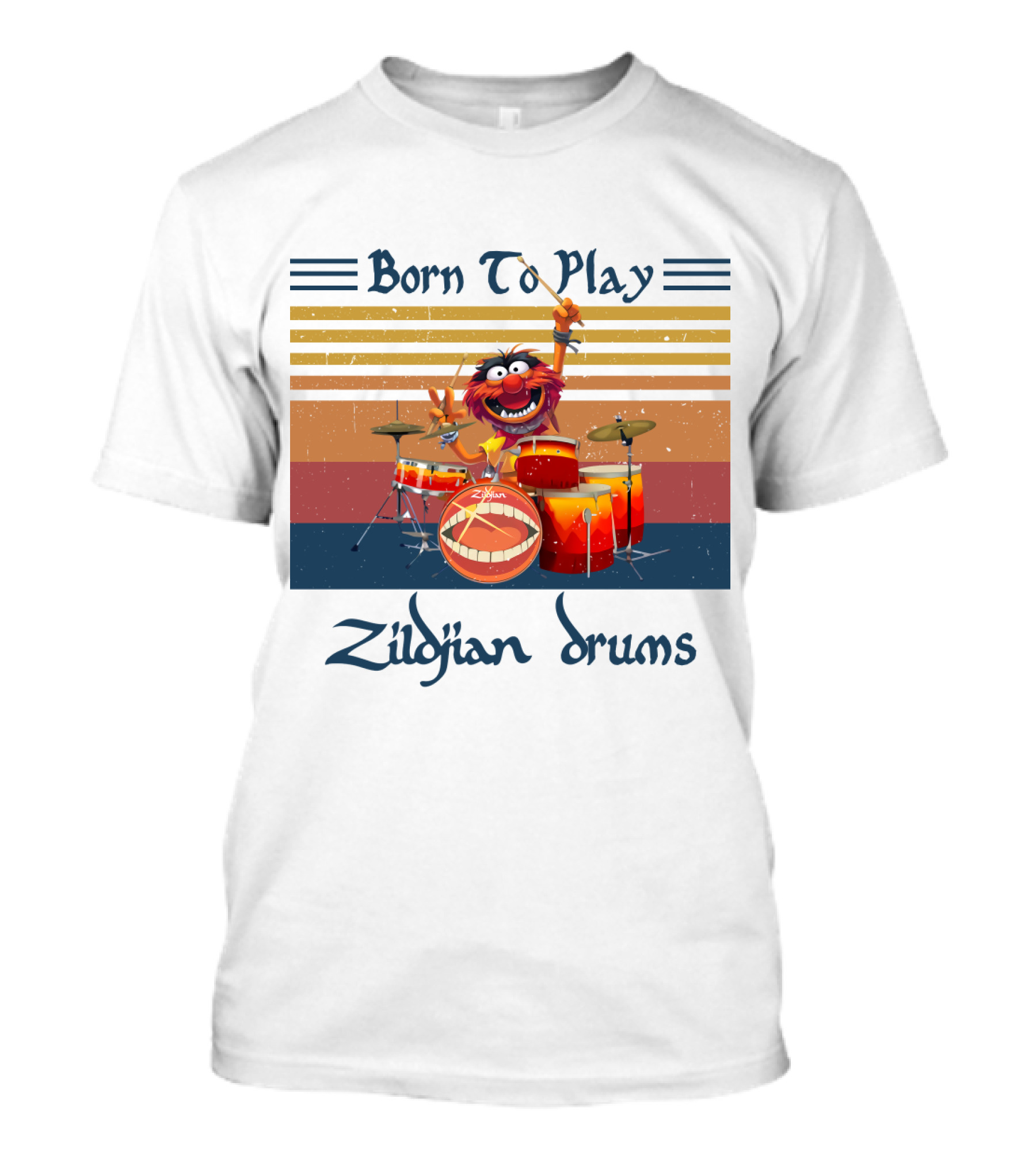 Born To Play Zildjian Drums Muppets Animal Vintage T-Shirt