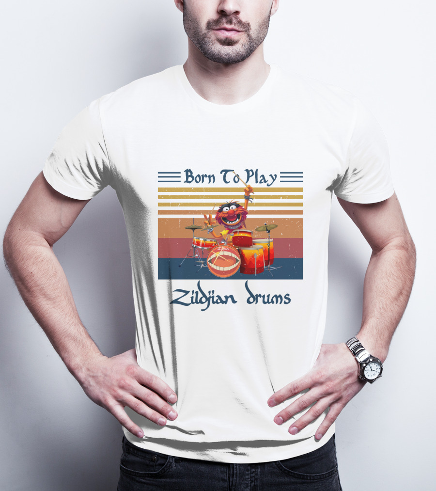 Born To Play Zildjian Drums Muppets Animal Vintage T-Shirt
