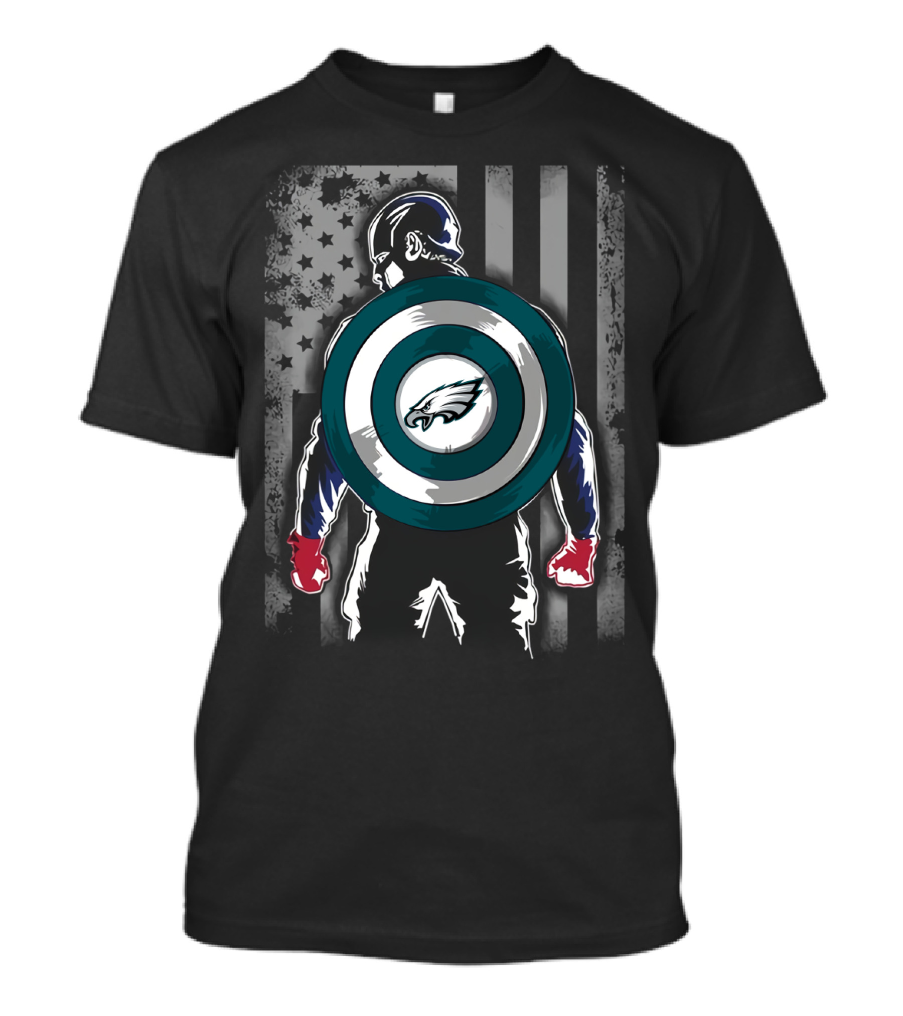 Philadelphia Eagles Captain America Shield American Flag T-Shirt