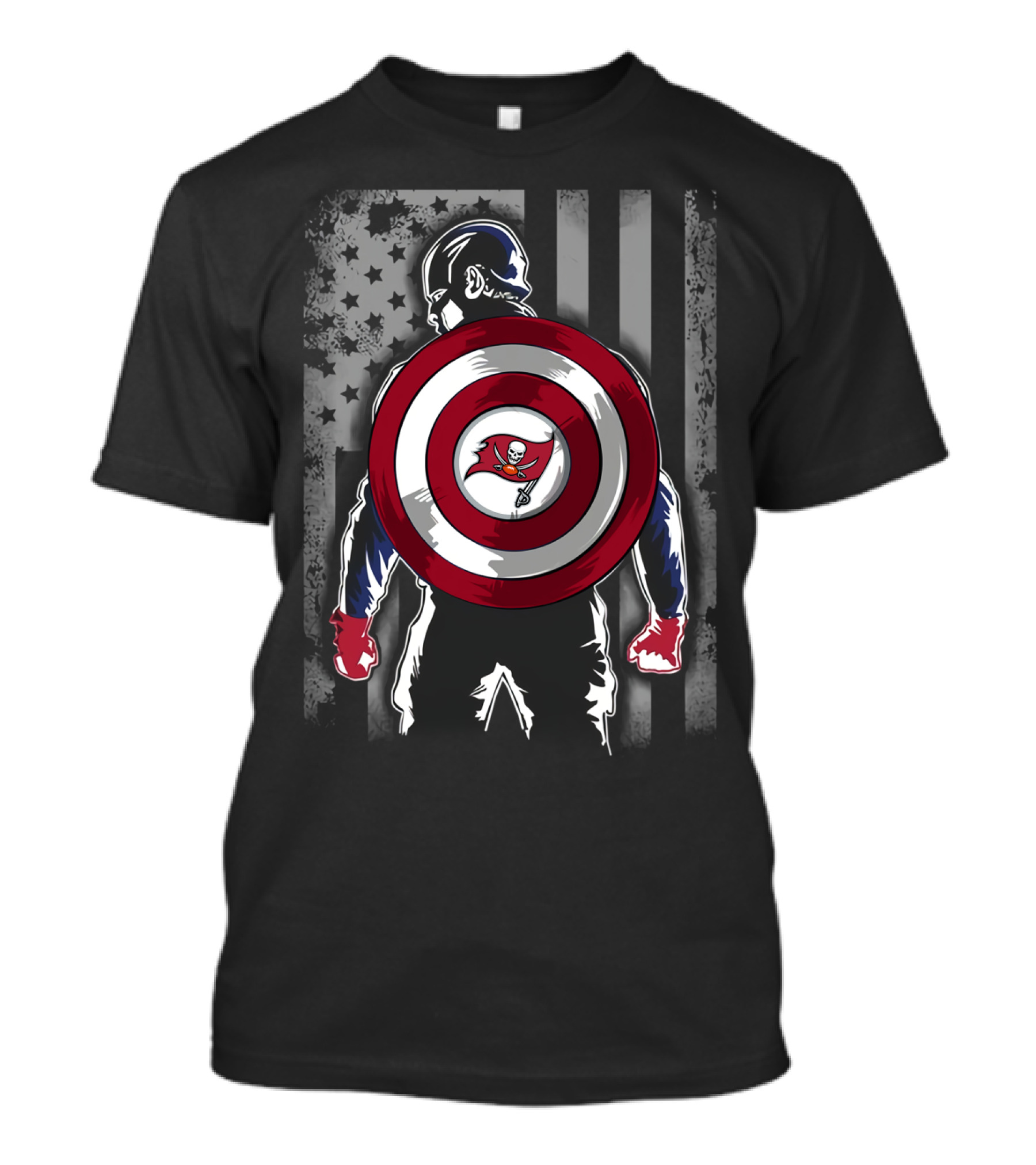 Tampa Bay Buccaneers Captain America Shield Patriotic T-Shirt