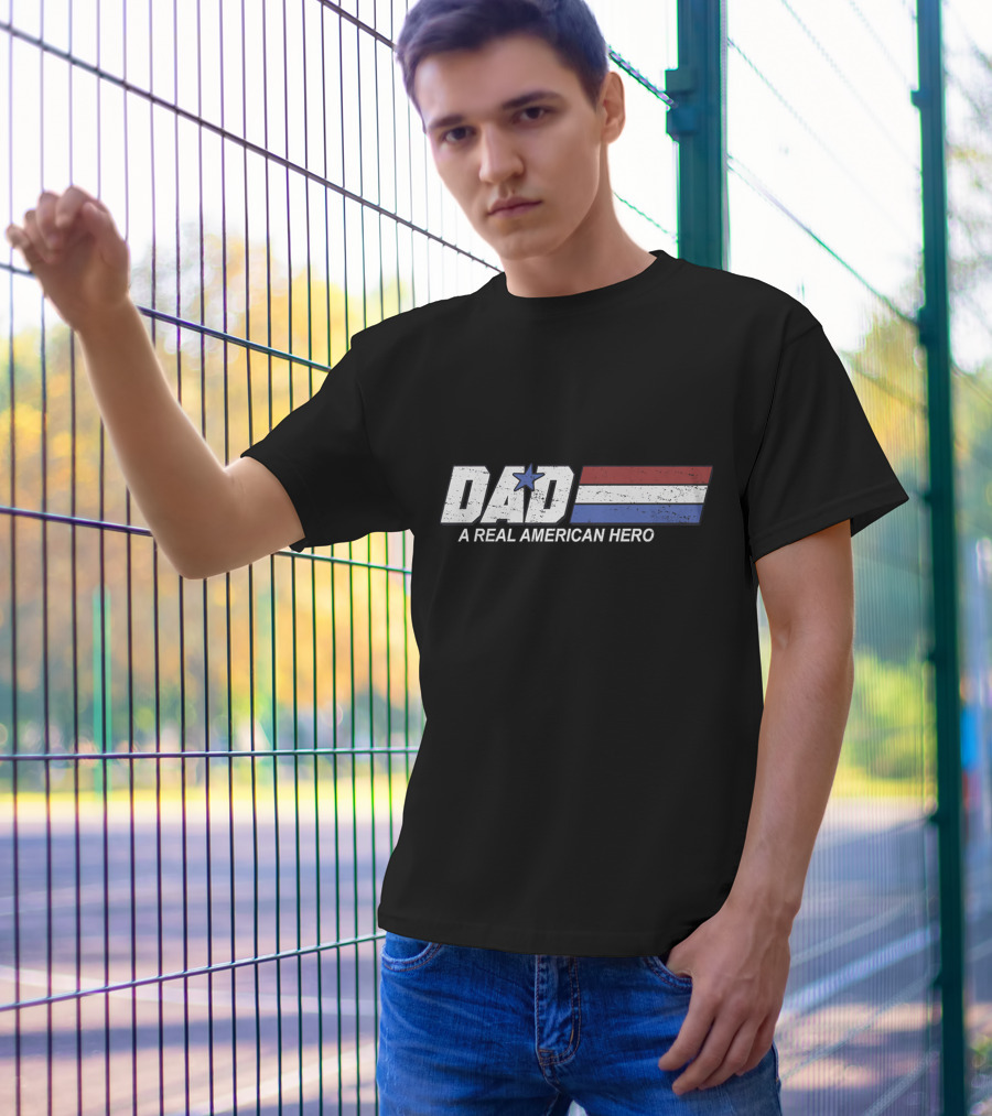 DAD A Real American Hero Retro Military T-Shirt