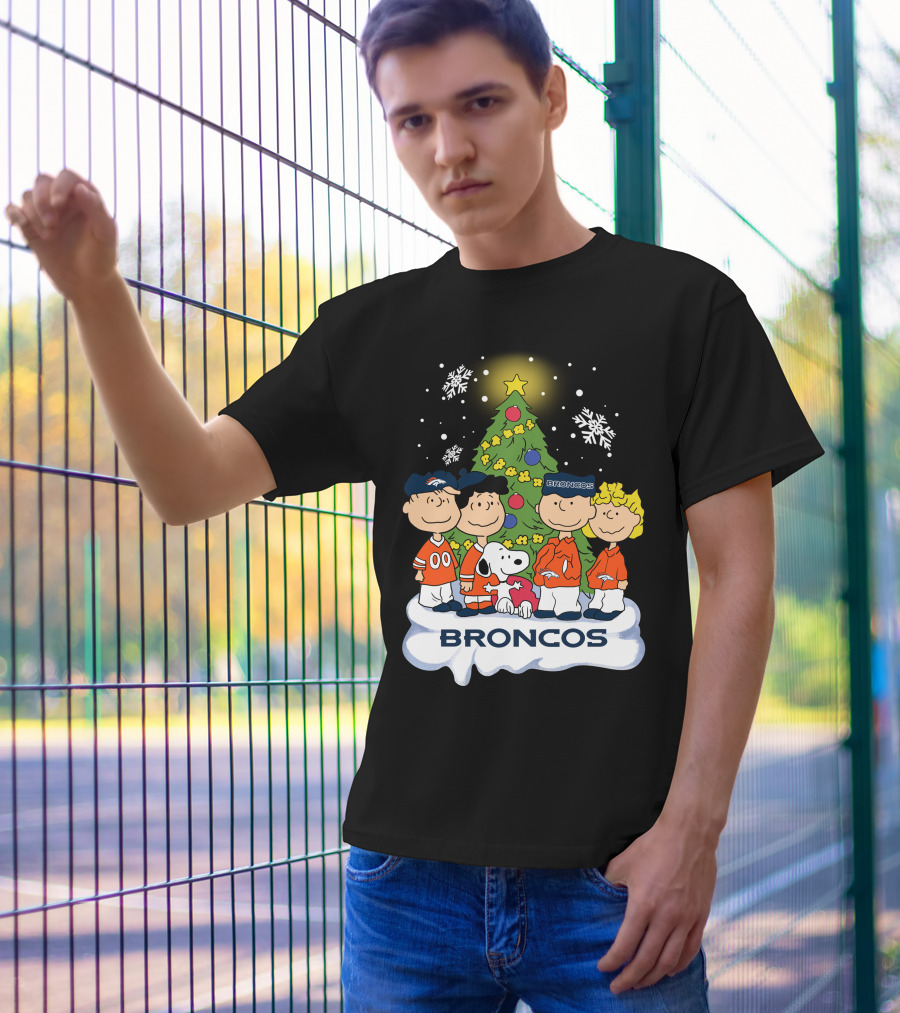 Broncos Christmas Snoopy And Peanuts Characters Holiday T-Shirt