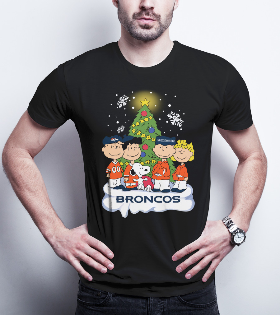 Broncos Christmas Snoopy And Peanuts Characters Holiday T-Shirt