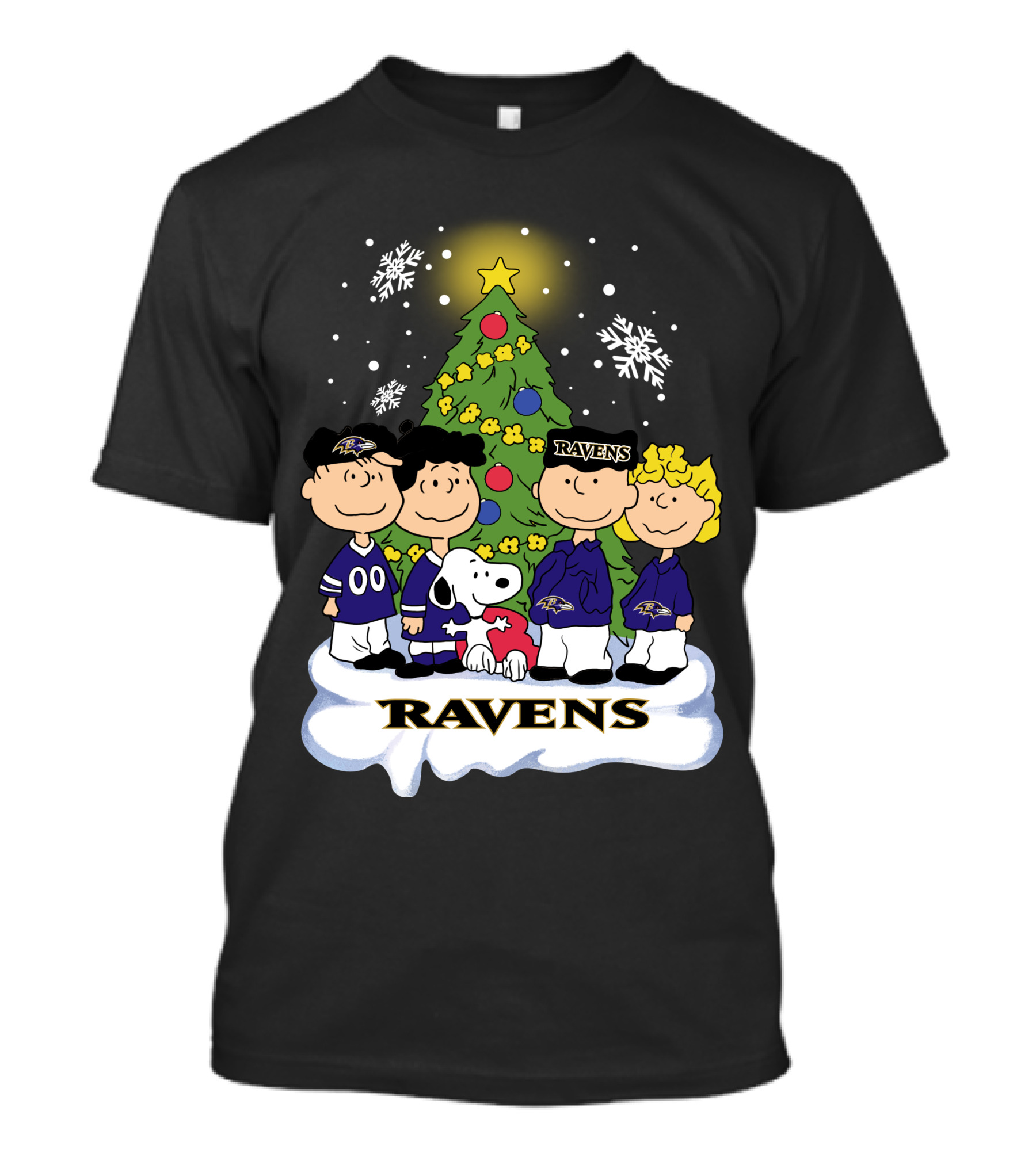 Snoopy Christmas Baltimore Ravens Charlie Brown Characters T-Shirt