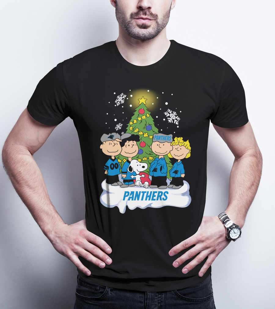 Panthers Snoopy Christmas Peanuts Characters T-Shirt