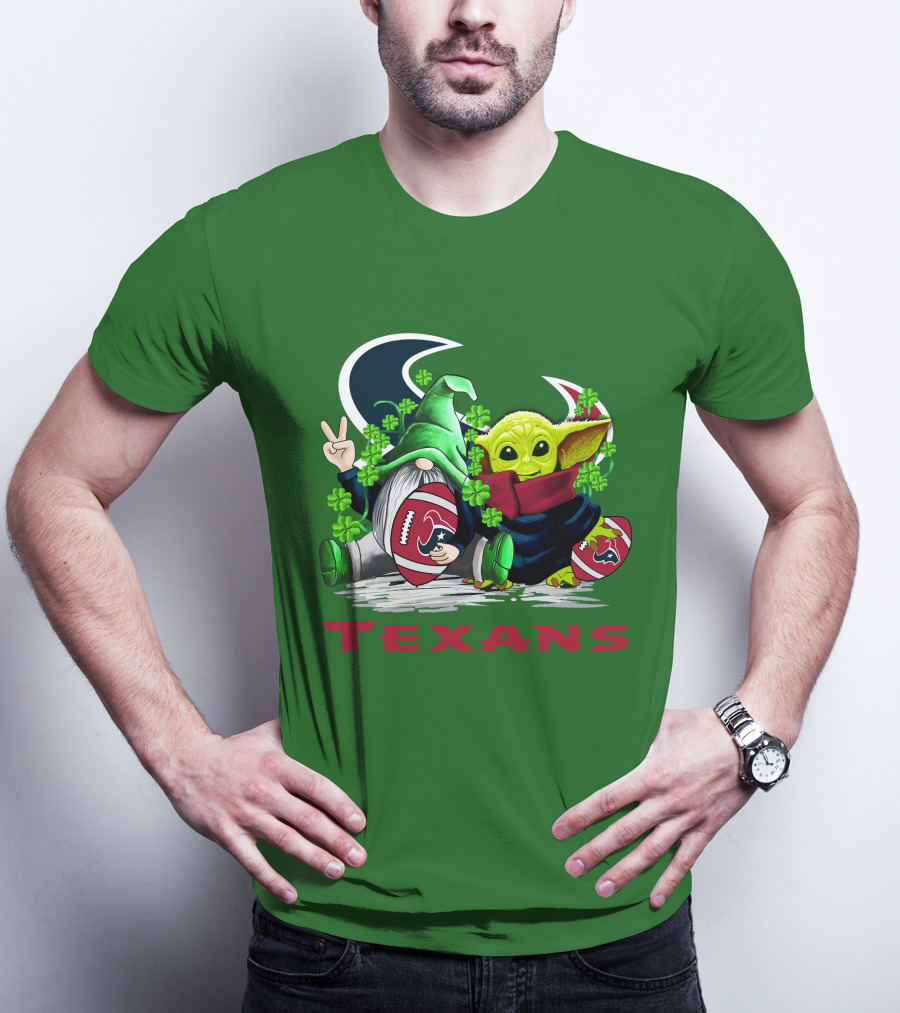 Houston Texans Football Patrick’s Day Clover Gnome And Alien T-Shirt