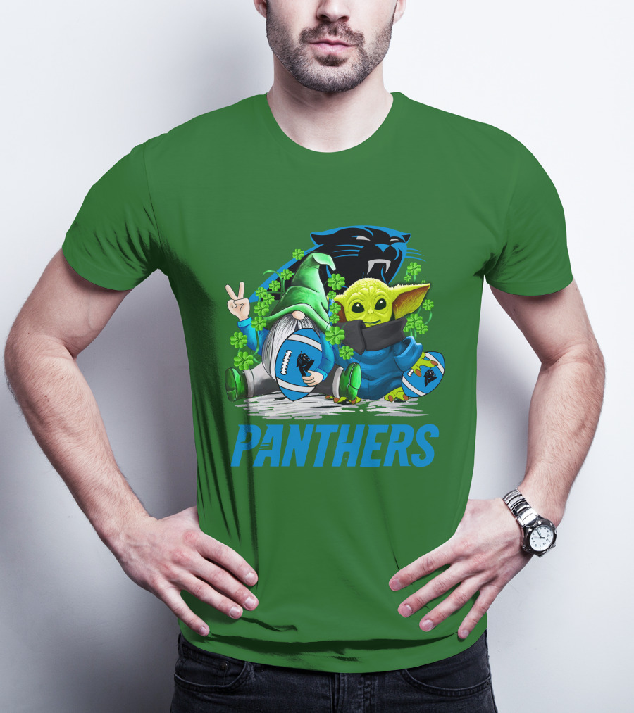 Panthers St. Patrick’s Day Football Gnome And Baby Alien T-Shirt