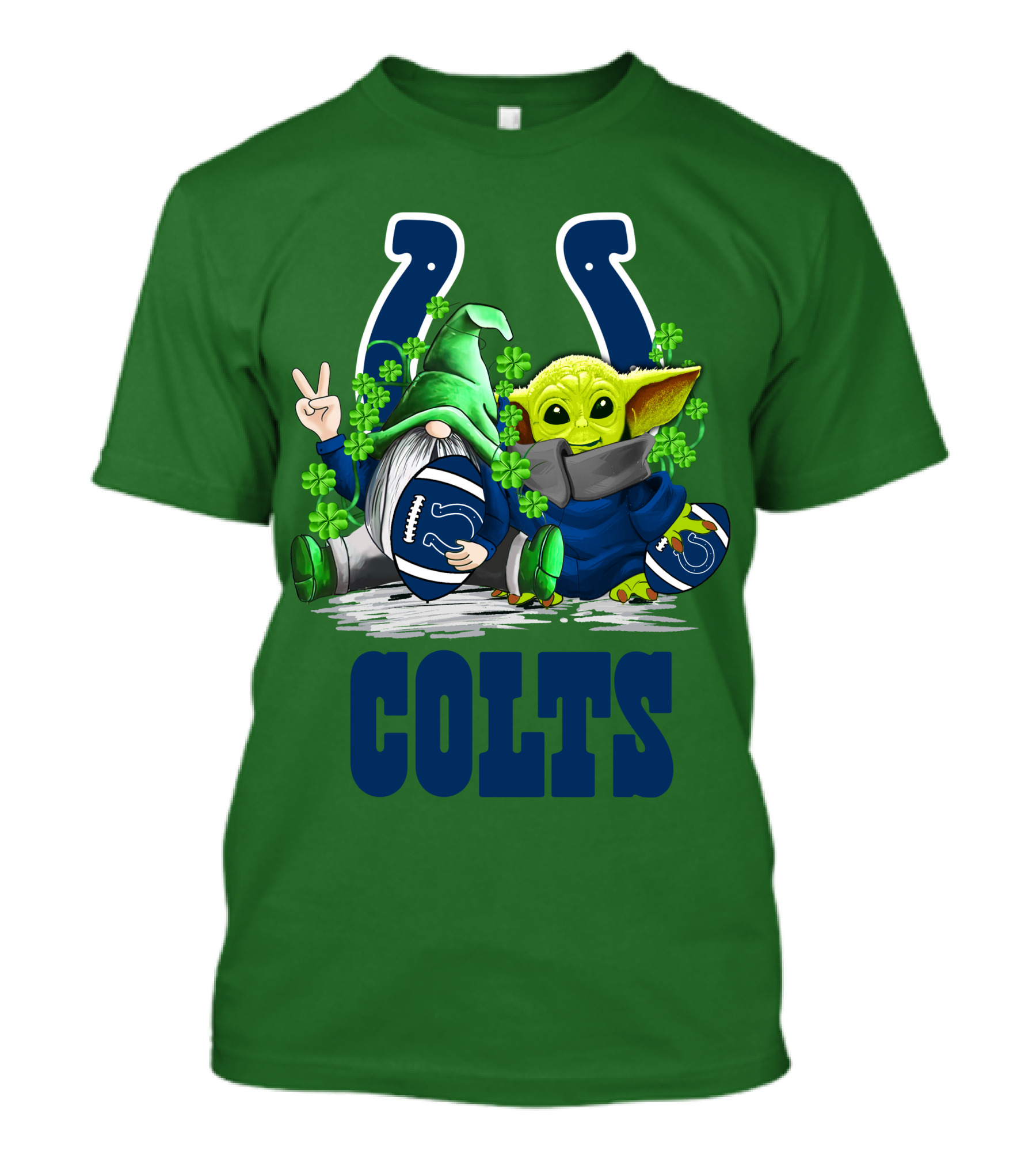 Colts St. Patrick's Day Gnome And Baby Alien Football With Clover T-Shirt