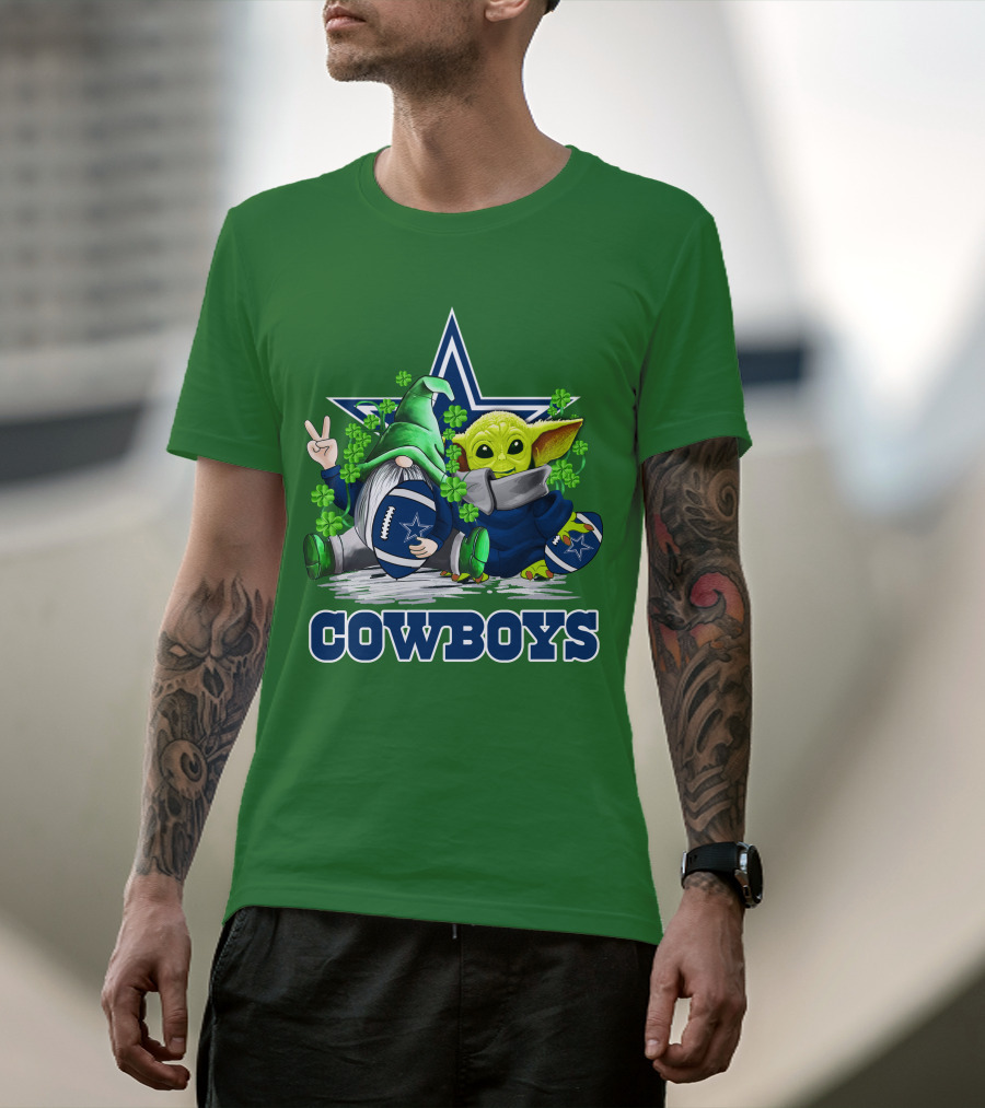 Cowboys Gnome Baby Yoda Football St. Patrick's Day T-Shirt
