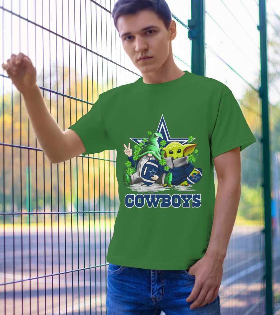 Cowboys Gnome Baby Yoda Football St. Patrick's Day T-Shirt