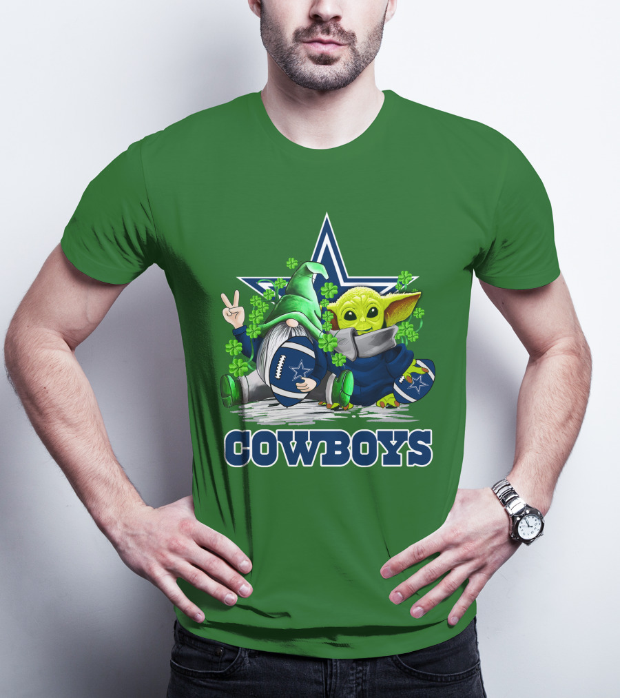 Cowboys Gnome Baby Yoda Football St. Patrick's Day T-Shirt