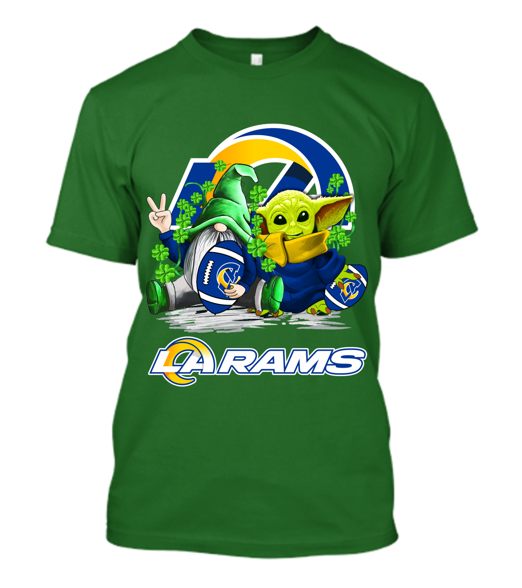 LA Rams Football St. Patrick's Day Gnome And Baby Alien T-Shirt