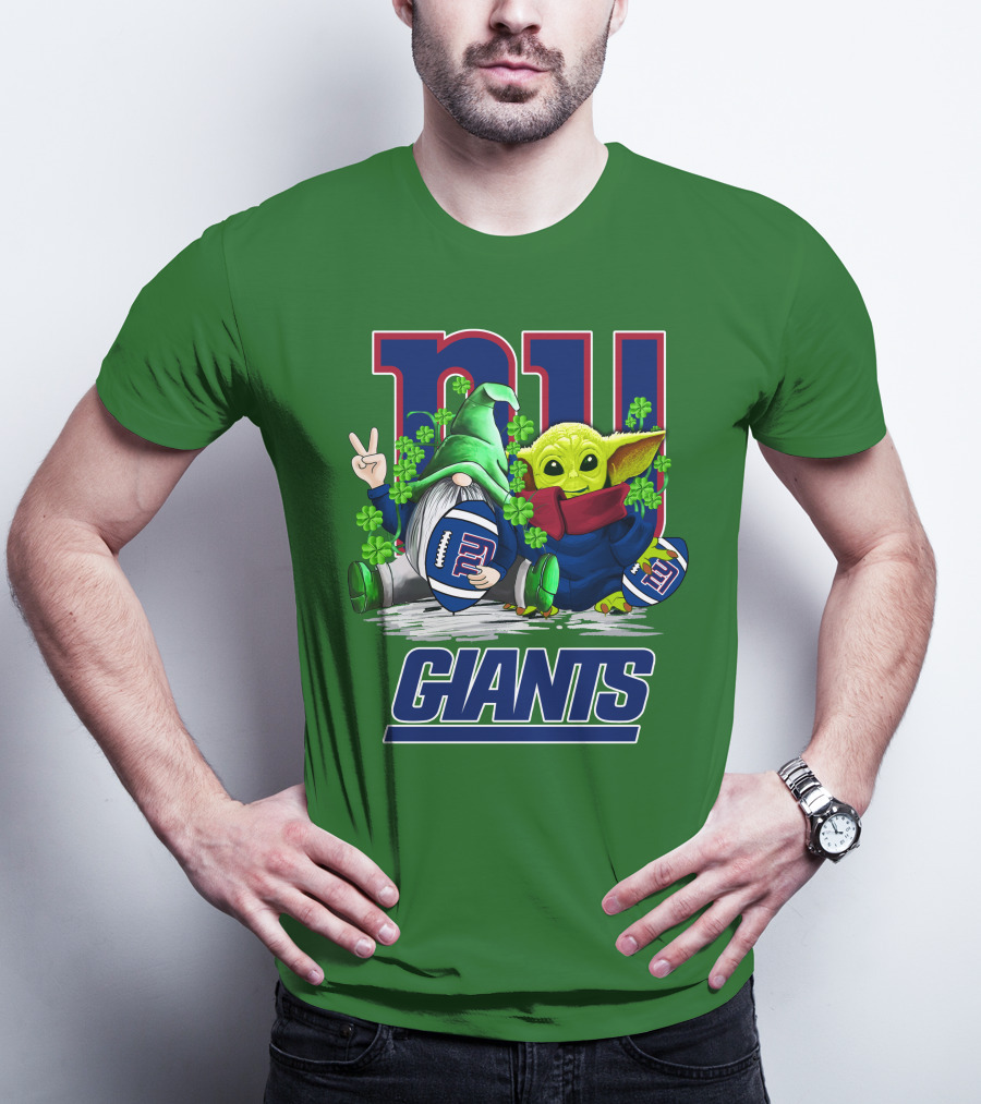New York Giants Football St. Patrick's Day Gnome And Yoda T-Shirt