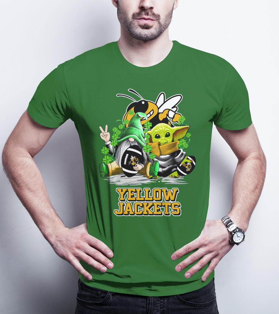 Georgia Tech Yellow Jackets St. Patrick’s Day Football Gnome And Green Baby Character T-Shirt