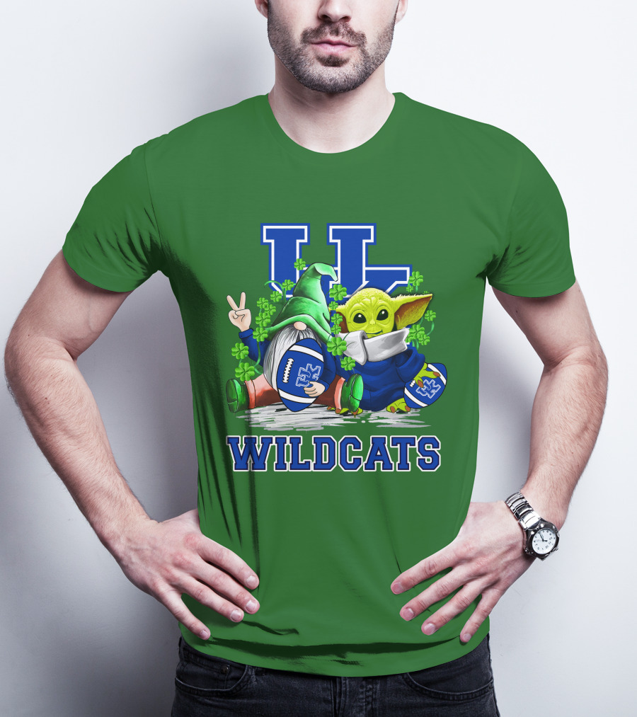 Kentucky Wildcats Football St. Patrick’s Day Shamrock Gnome And Green Alien T-Shirt