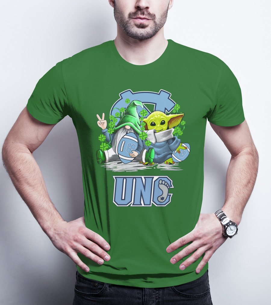 UNC Tar Heels St. Patrick's Day Football Yoda Gnome Clover T-Shirt