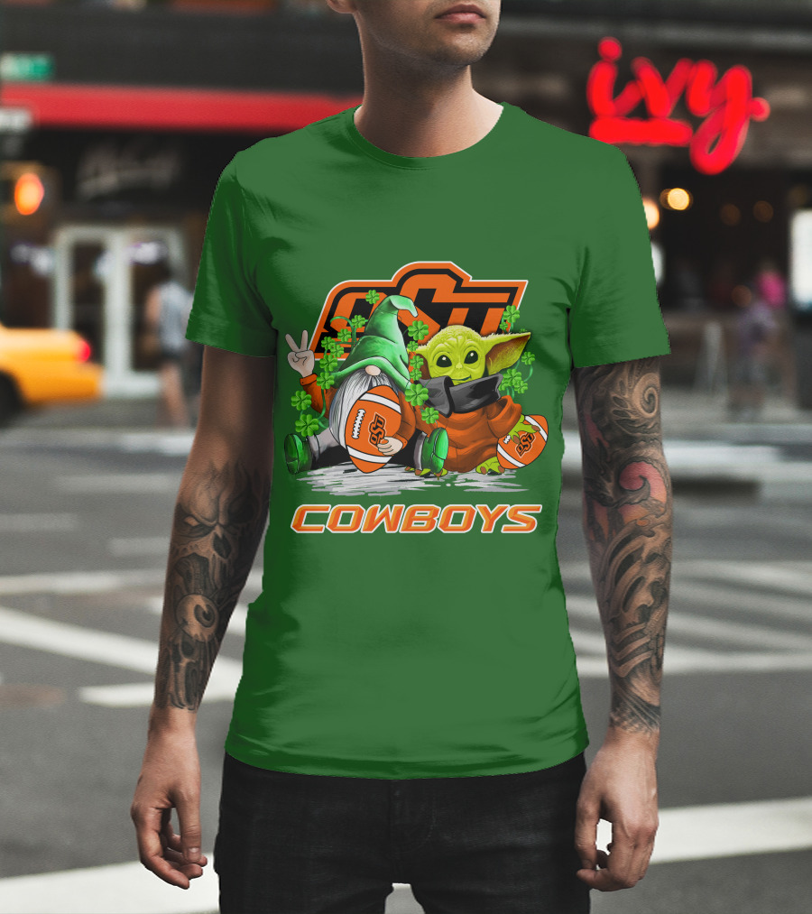 Oklahoma State Cowboys Football St. Patrick’s Day Yoda And Gnome T-Shirt