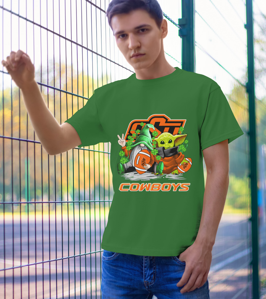 Oklahoma State Cowboys Football St. Patrick’s Day Yoda And Gnome T-Shirt