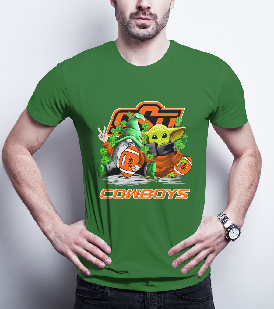 Oklahoma State Cowboys Football St. Patrick’s Day Yoda And Gnome T-Shirt