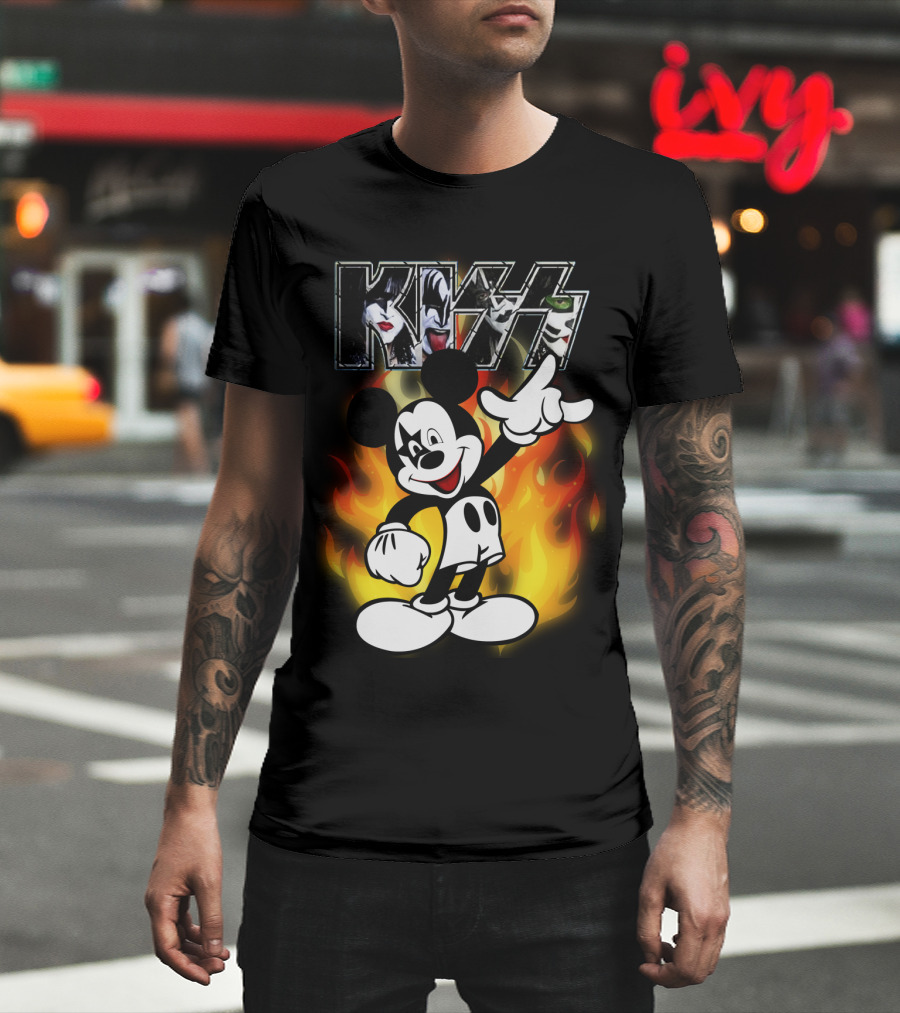 KISS Mickey Mouse Fire T-Shirt