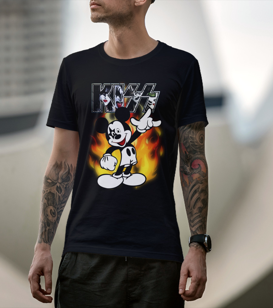 KISS Mickey Mouse Fire T-Shirt