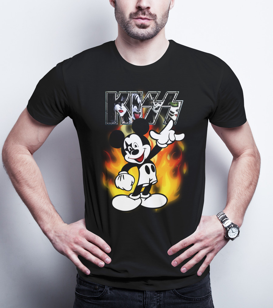 KISS Mickey Mouse Fire T-Shirt