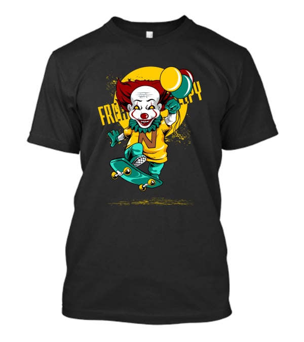 Freaky Clown Skateboarding With Mallet And Letter N T-Shirt