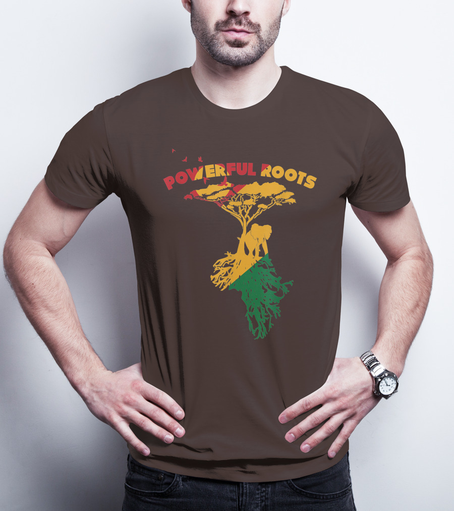 Powerful Roots Black History Month African American Elephant Tree Africa Vibes T-Shirt