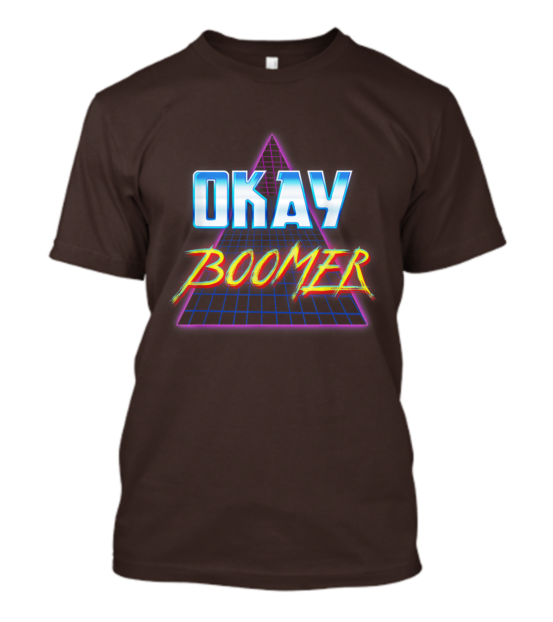 Okay Boomer Retro 80s Neon Grid Triangle T-Shirt