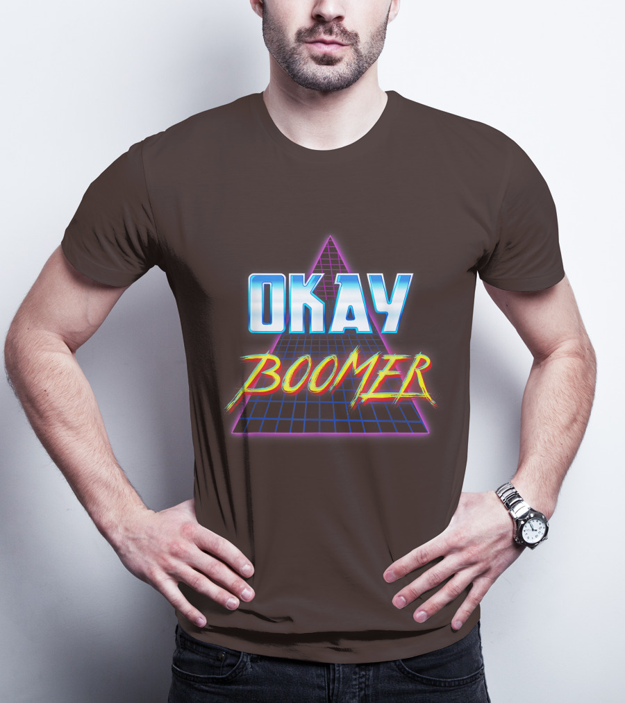 Okay Boomer Retro 80s Neon Grid Triangle T-Shirt