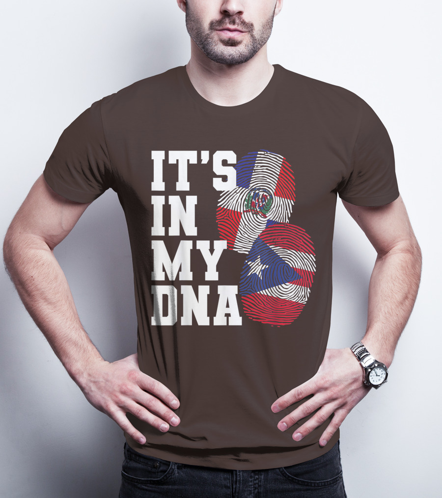 IT'S IN MY DNA Dominican Republic And Puerto Rico Fingerprints T-Shirt
