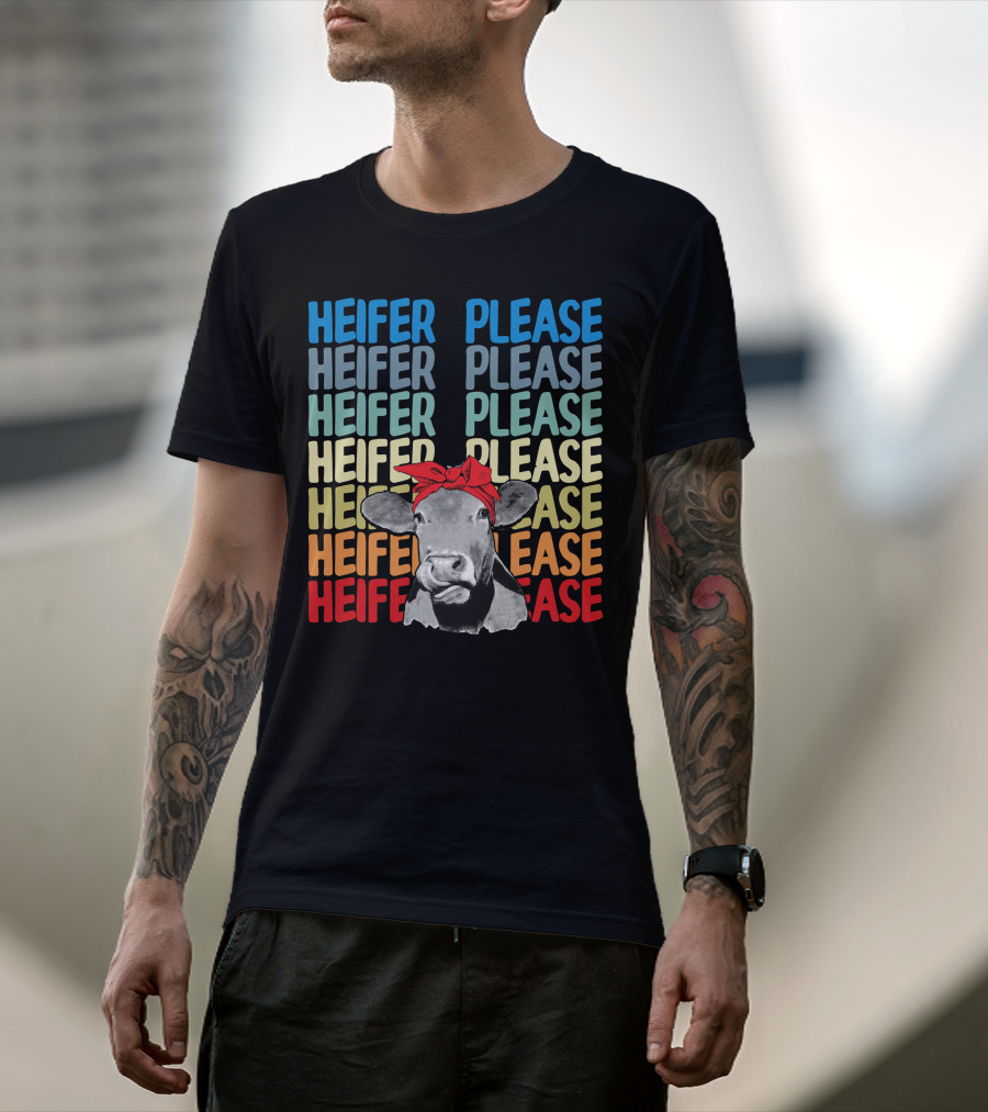 Heifer Please Heifer Please Heifer Please Heifer Please Cow With Red Bandana T-Shirt