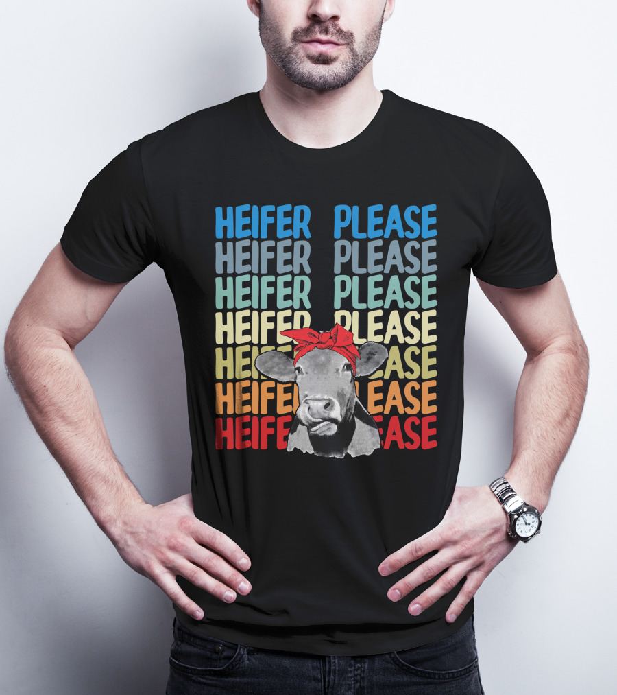 Heifer Please Heifer Please Heifer Please Heifer Please Cow With Red Bandana T-Shirt