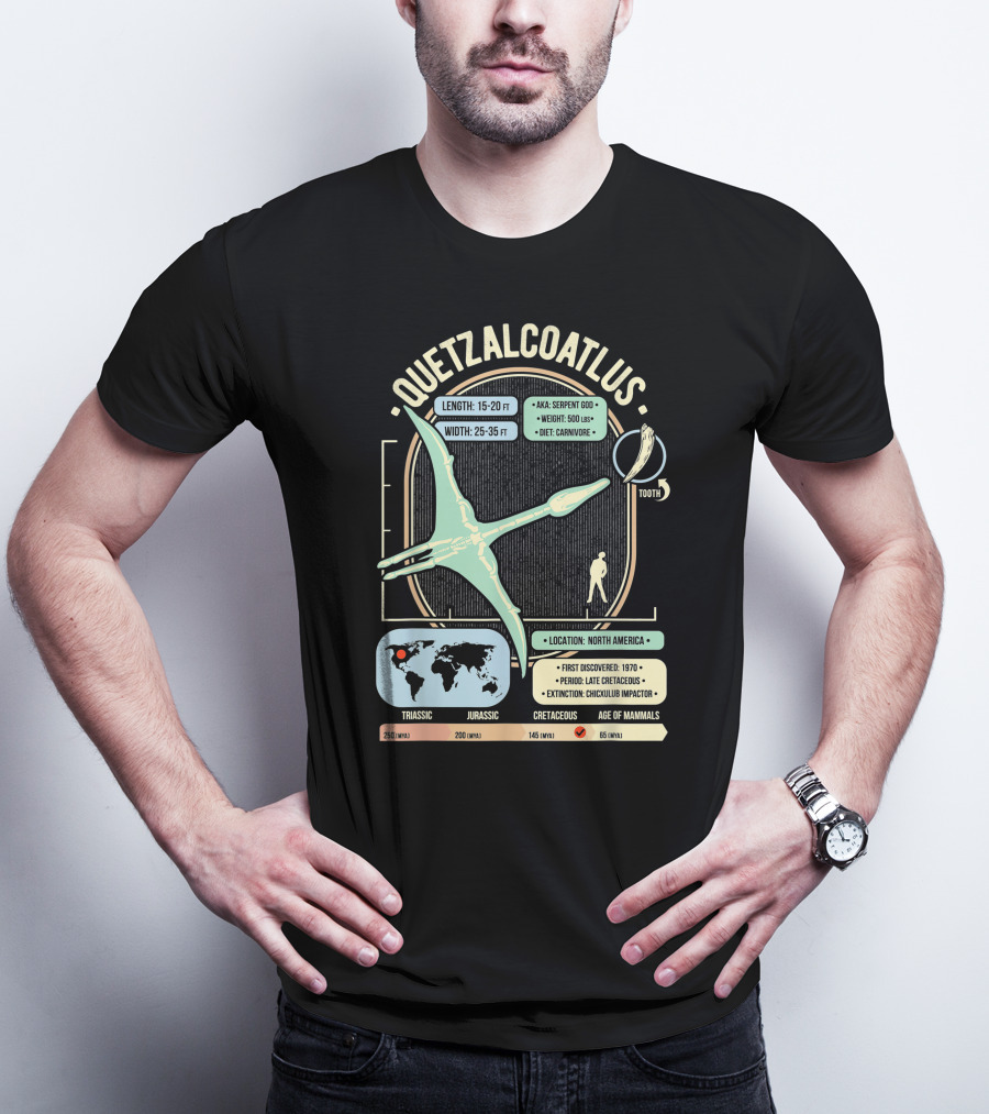 Quetzalcoatlus Dinosaur Facts Science Anatomy Serpent God Cretaceous Extinction North America History T-Shirt