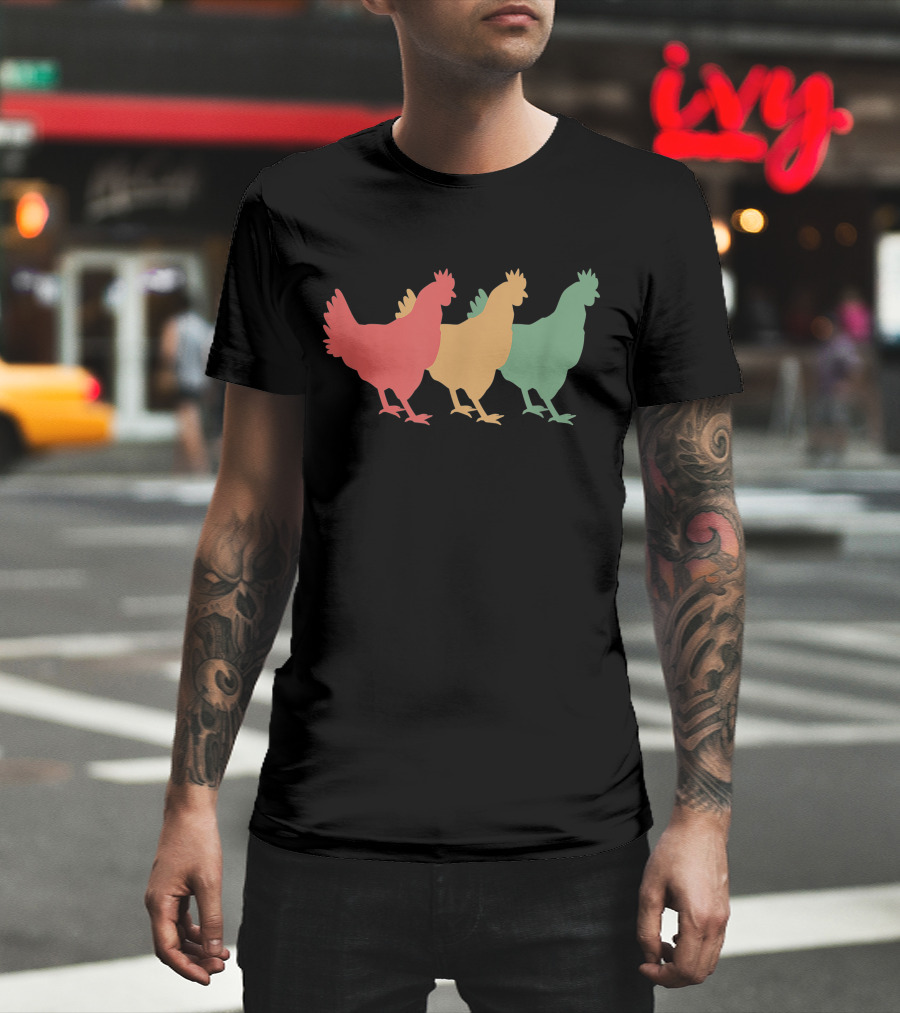 Funny Vintage Chicken Trio Retro T-Shirt