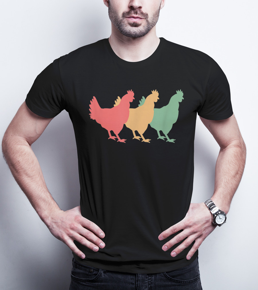 Funny Vintage Chicken Trio Retro T-Shirt