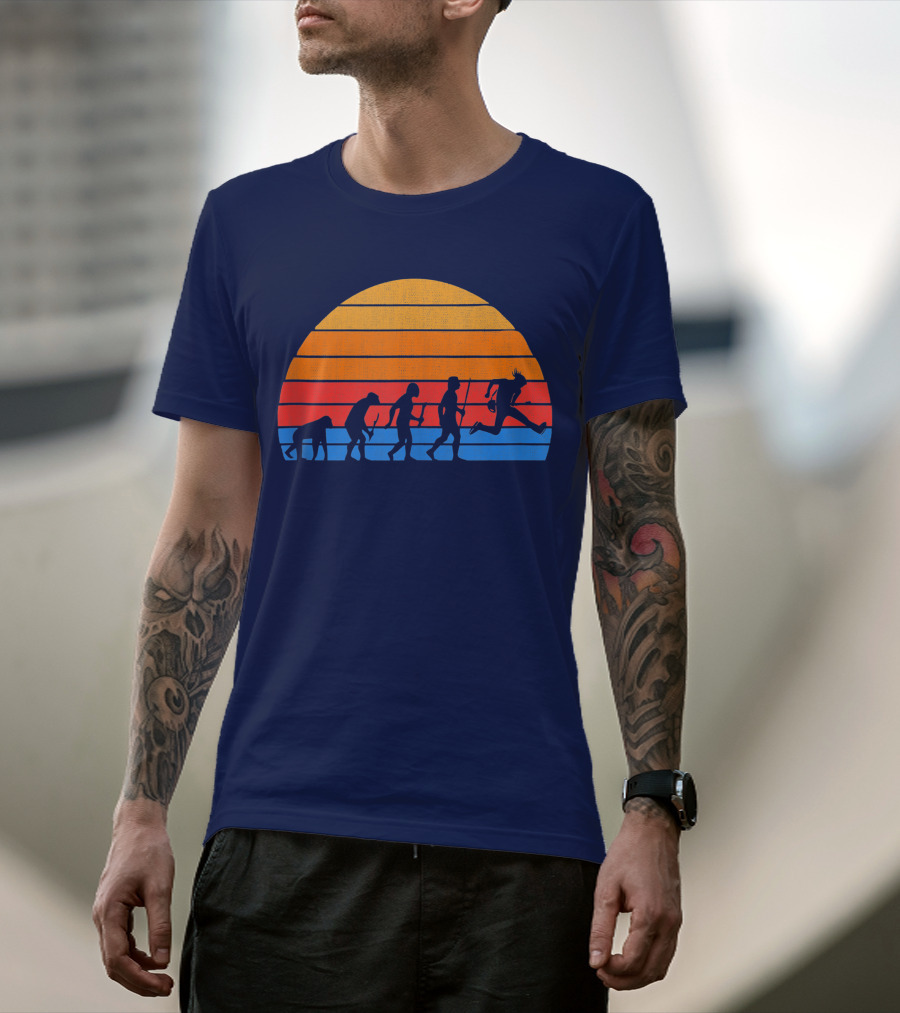 Guitarist Evolution Silhouette Retro Sunset T-Shirt