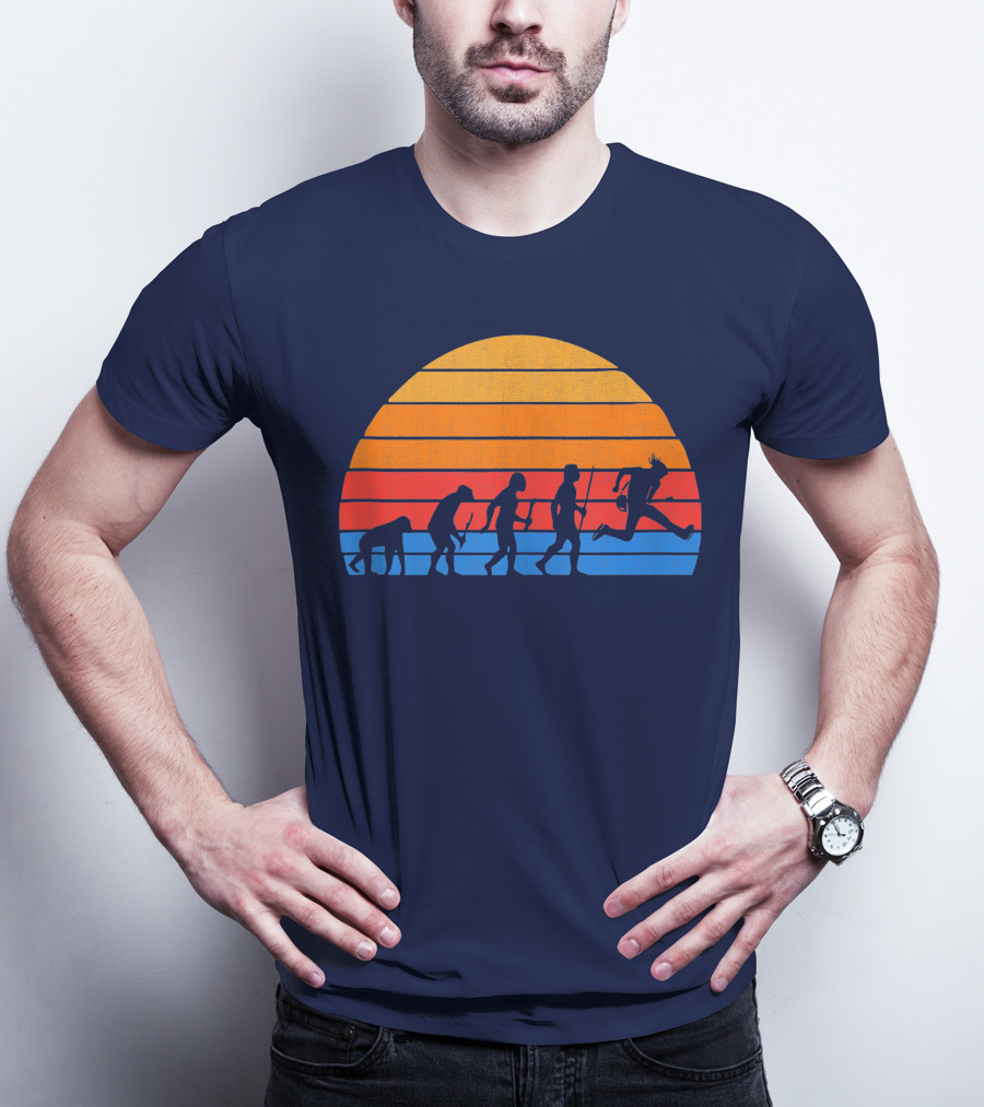 Guitarist Evolution Silhouette Retro Sunset T-Shirt