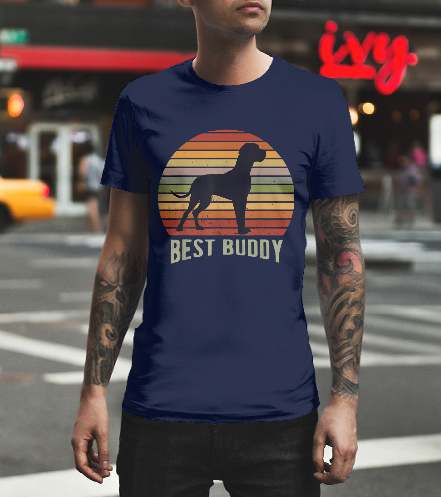 Best Buddy Vintage Dog Silhouette Retro Sunset T-Shirt
