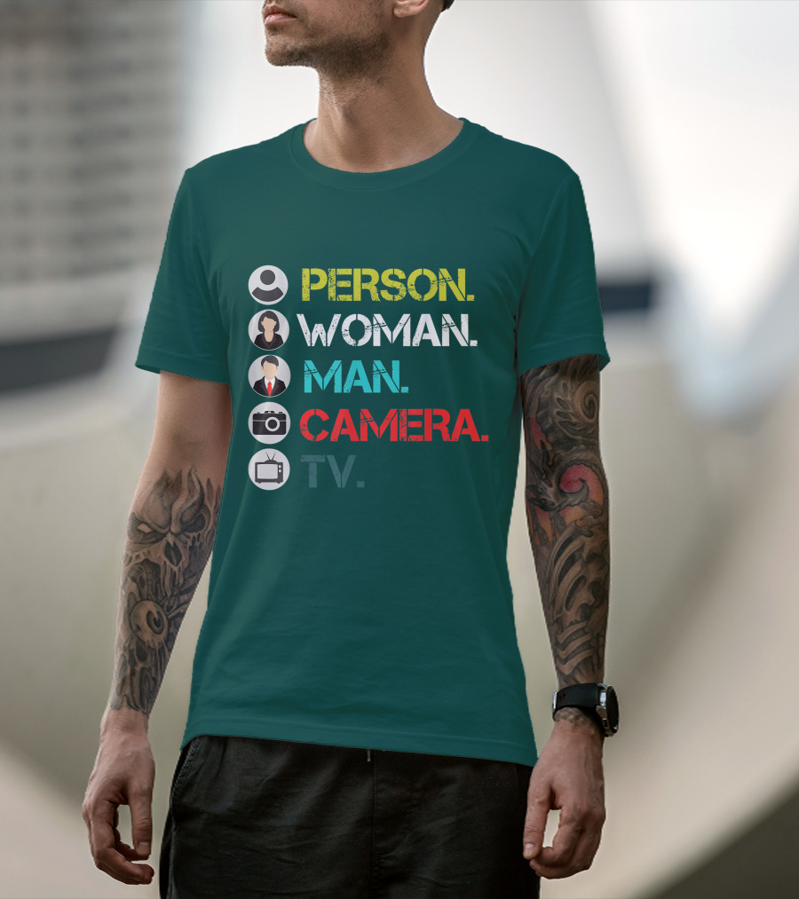 PERSON WOMAN MAN CAMERA TV Circle Icons T-Shirt