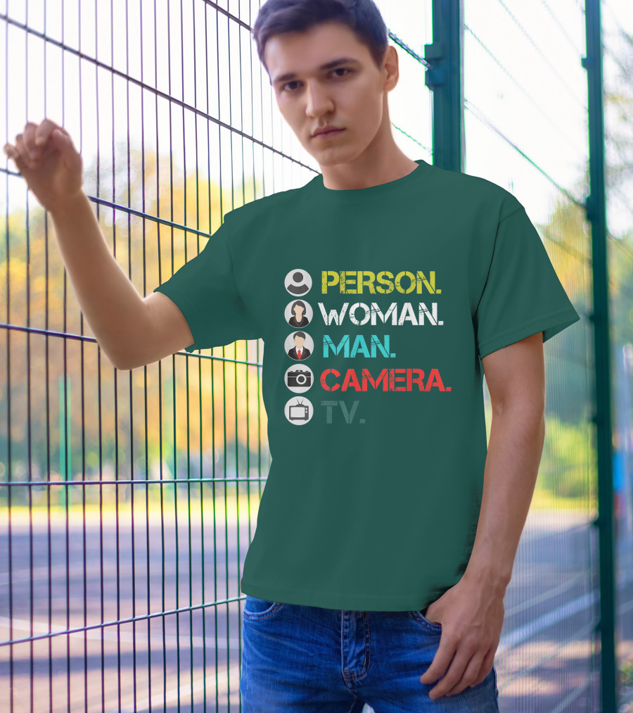 PERSON WOMAN MAN CAMERA TV Circle Icons T-Shirt