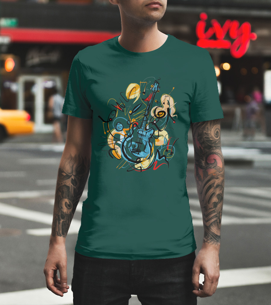Guitar Music Love Vibrant Abstract Composition T-Shirt
