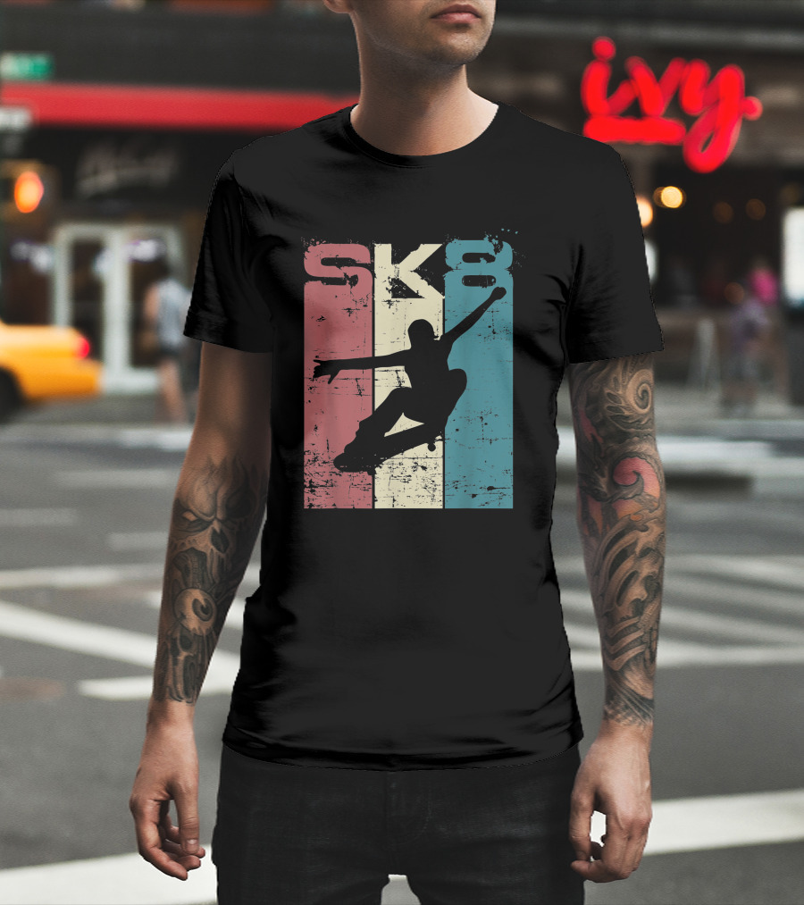 Vintage SK8 Skateboard Lifestyle Retro T-Shirt