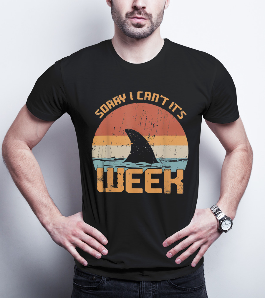 Vintage Sorry I Can't It's Week Funny Shark T-Shirt